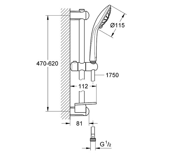 Grohe Euphoria Massage Chrome Shower Set With 600mm Rail - 27231001