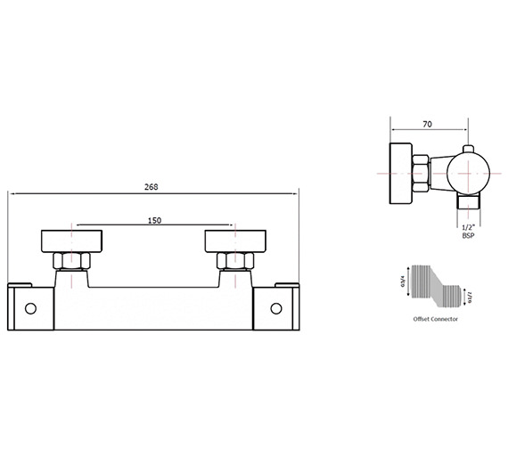 IMEX Arco Chorme Exposed Thermostatic Bar Shower Valve | BV055