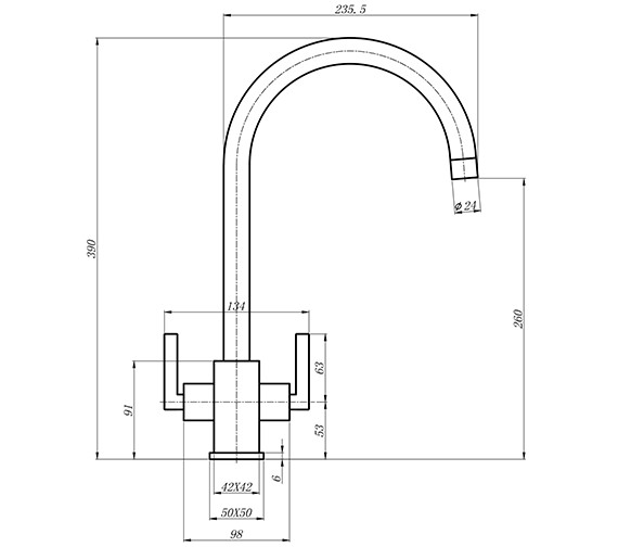 1810 Company Ruscello Square Body Kitchen Mixer Tap