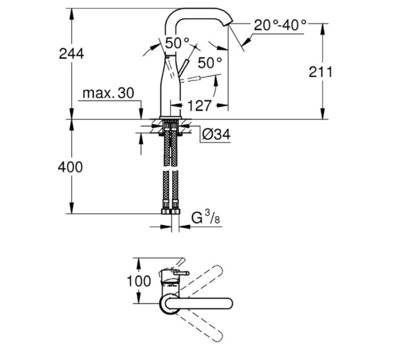 Grohe Essence M-Size 1-2 Inch Chrome Basin Mixer Tap