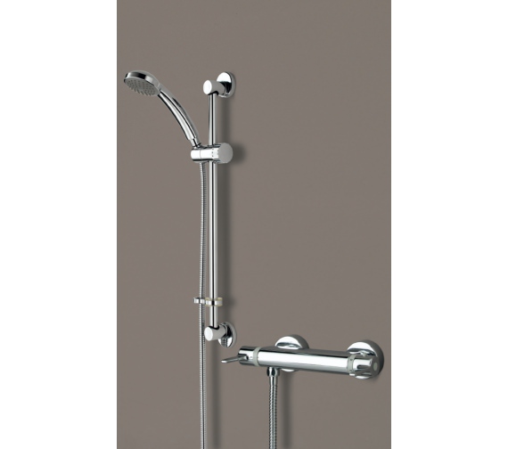 Bristan Design Utility Chrome Bar Shower Mixer With Adjustable Riser Kit
