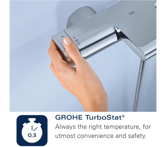 Grohe Grohtherm 1000 Thermostatic Chrome Bath Shower Mixer With Shower Set