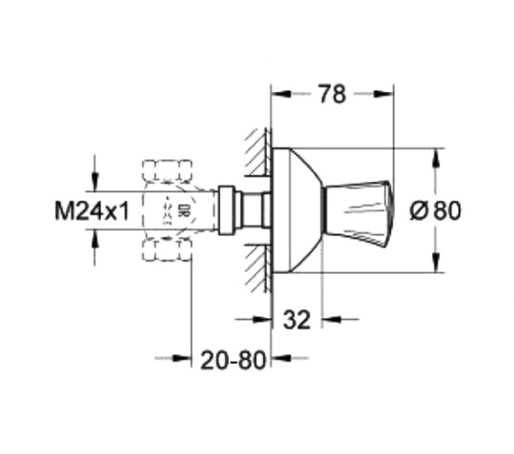 Grohe Costa L Concealed Chrome Stop Valve Trim For Cold Water