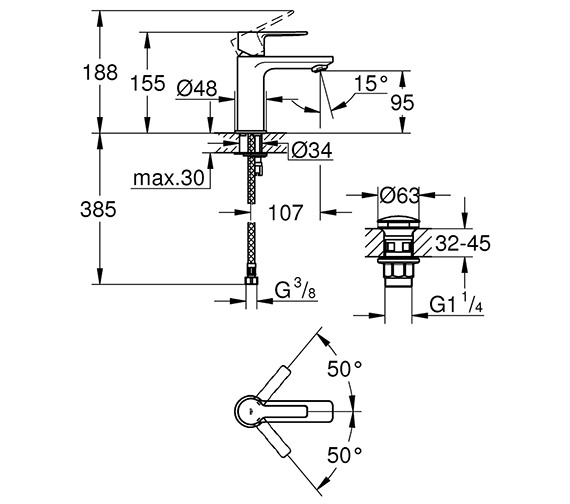 Grohe Lineare Deck Mounted Basin Mixer Tap - 32114001