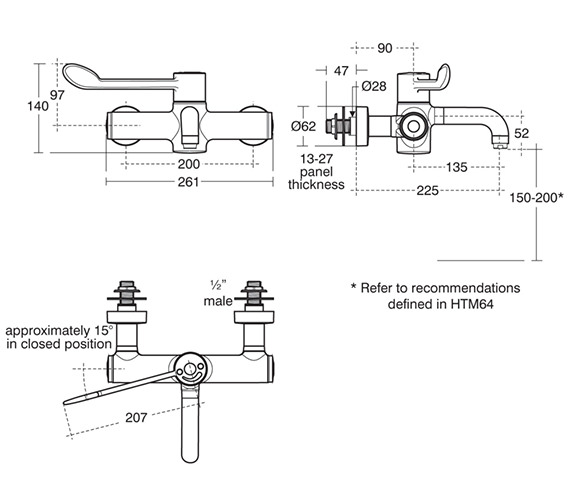 Armitage Shanks Markwik 21 Top-Quality Single Lever Panel Mixer Tap ...