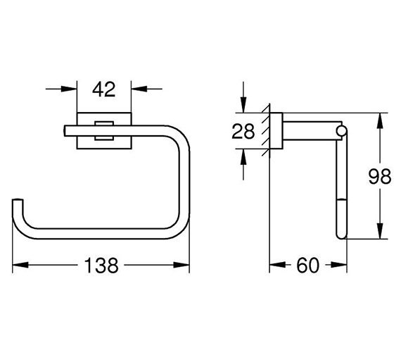 Grohe Essentials Cube Chrome Toilet Roll Holder - 40507001