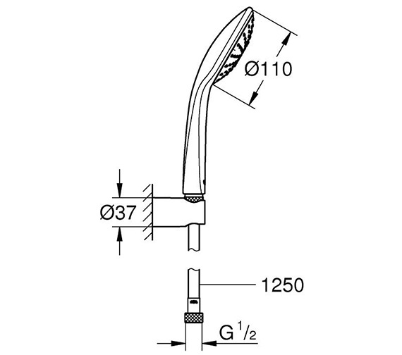 Grohe Euphoria 110 Mono 1 Spray Chrome Wall Holder - 27354000
