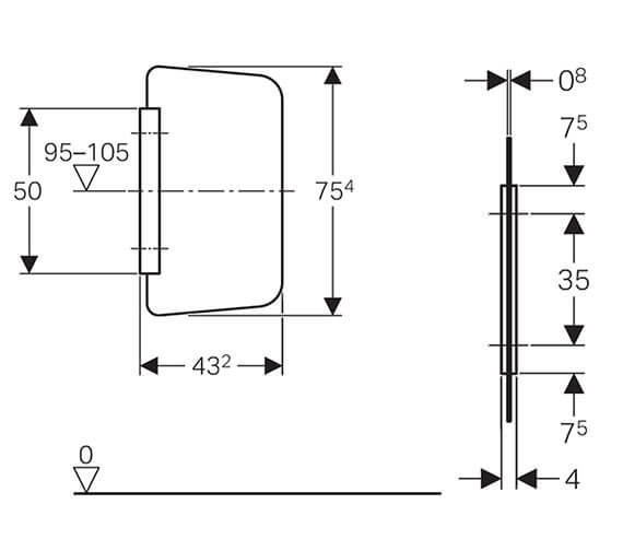 Geberit 432 x 754mm Glass Urinal Division Anthracite - 115.211.CD.1