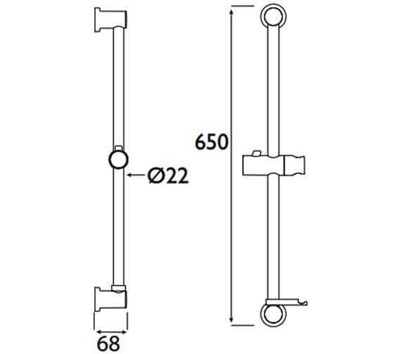 Bristan 650mm Height Chrome Finish Riser Rail - CAS RRAIL01 C