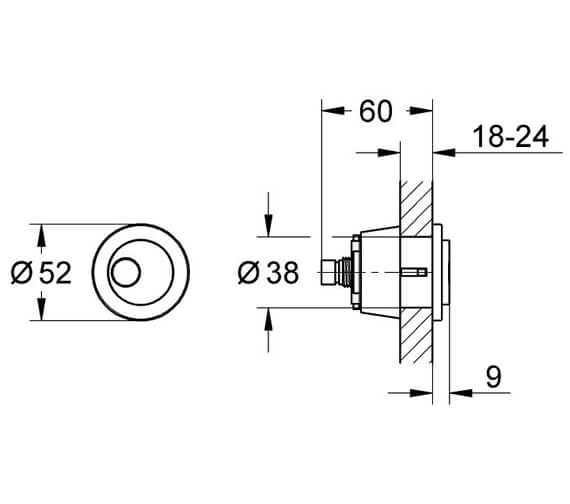 Grohe Round Chrome Dual Flush Push Button Actuation With Eco Button