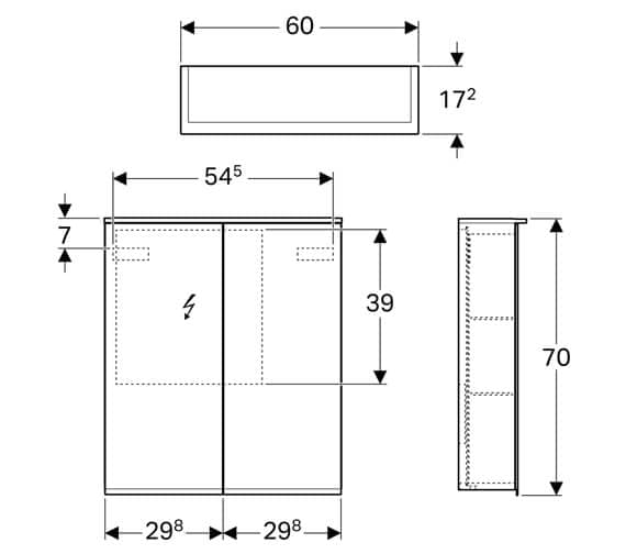 Geberit Option Plus Two Door Mirror Cabinet With LED Lighting - 500.595 ...