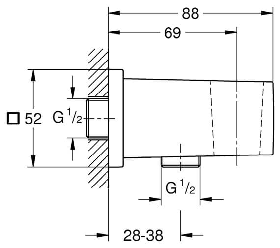 Grohe Euphoria Cube 1-2 Inch Chrome Shower Outlet Elbow - 26370000