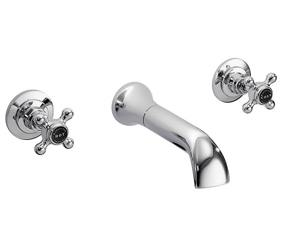 Bayswater Wall Mounted 3 Taphole Chrome Bath Filler Tap With X Head And ...