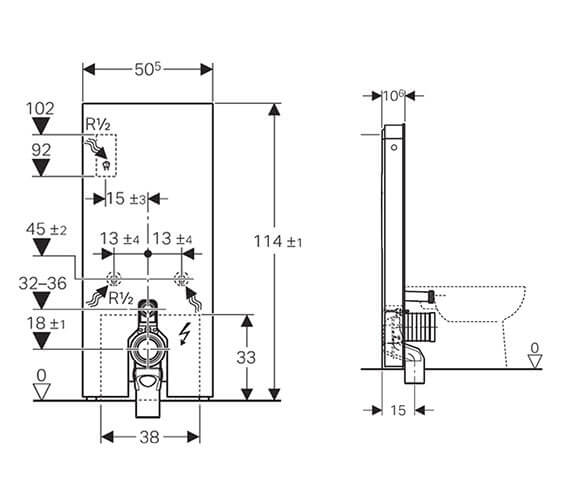 Geberit Monolith Plus Sanitary Module 505 x 1140mm For Floor-Standing ...