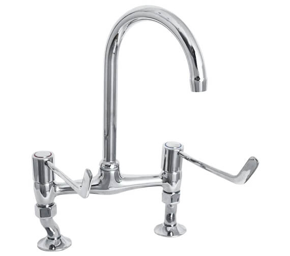 Deva Lever Action Bridge Chrome Sink Mixer Tap With Adjustable Centres