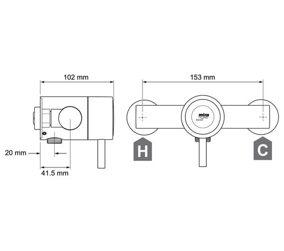 Mira Element Thermostatic Exposed Mixer Shower Valve Chrome - 1.1910.002.