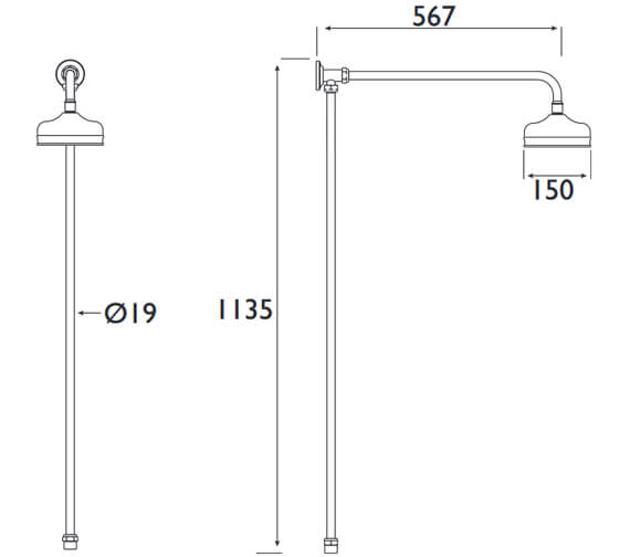 Bristan Traditional Chrome Rigid Riser Shower Kit - TRD RISE C