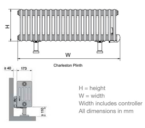 Zehnder Charleston White Electric Plinth Radiator - NZ-030-100/GF