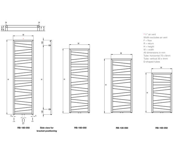 Zehnder Ribbon 500mm Wide Towel Radiator