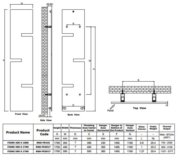 Reina Fiore 1790mm High Designer Steel Radiator - RND-FE418W.