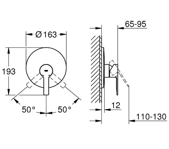 Grohe Lineare Concealed Single Lever Shower Mixer Trim - 19296001