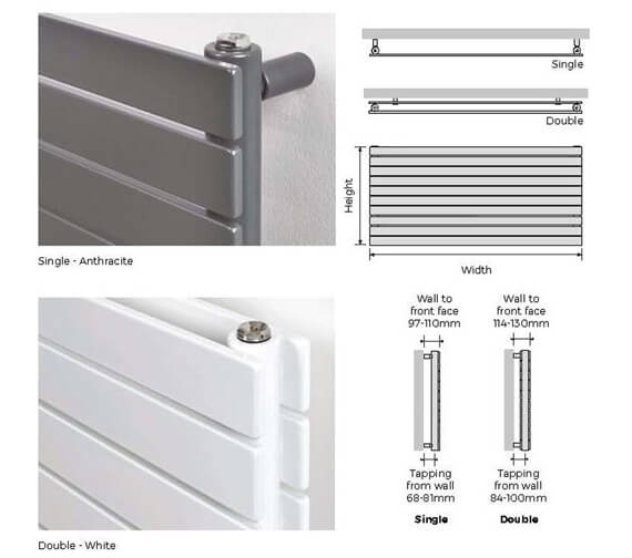 MHS Rads 2 Rails Primrose 616mm High Horizontal Radiator - Single ...