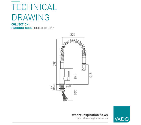 Vado Eli Chrome Mono Kitchen Sink Mixer Tap With Swivel Spout