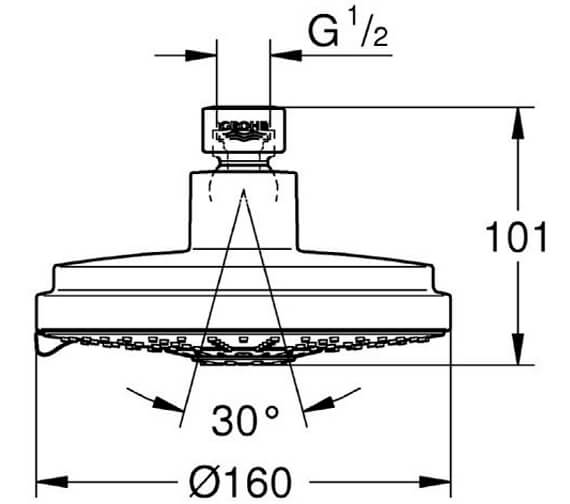 Grohe Rainshower Cosmopolitan 160mm Shower Head Chrome - 27134000
