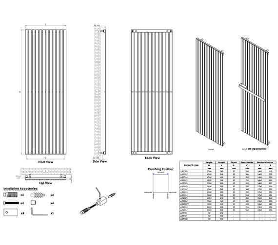 Aeon Lunar Stainless Steel Central Heating Designer Radiator