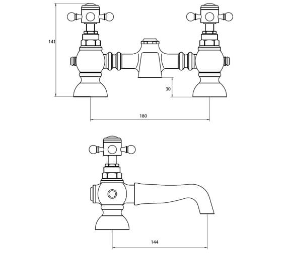 Holborn Edwardian Deck Mounted Chrome Bath Mixer Tap | BIQED02