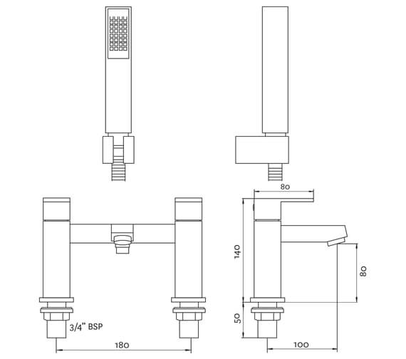 Deva Savvi Deck Mounted Chrome Bath Mixer Tap - SAVV2108