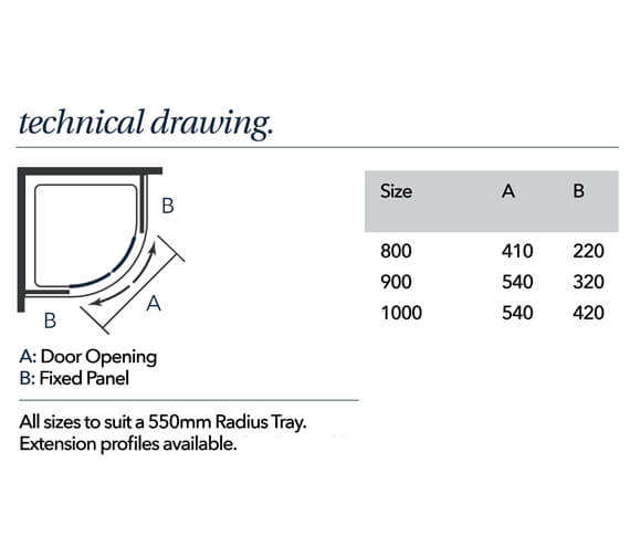 Merlyn 8 Series 2-Door 800 x 800mm Quadrant Shower Enclosure - M83211