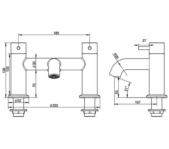 Roper Rhodes Craft Deck Mounted Bath Filler Tap Chrome - T333202.
