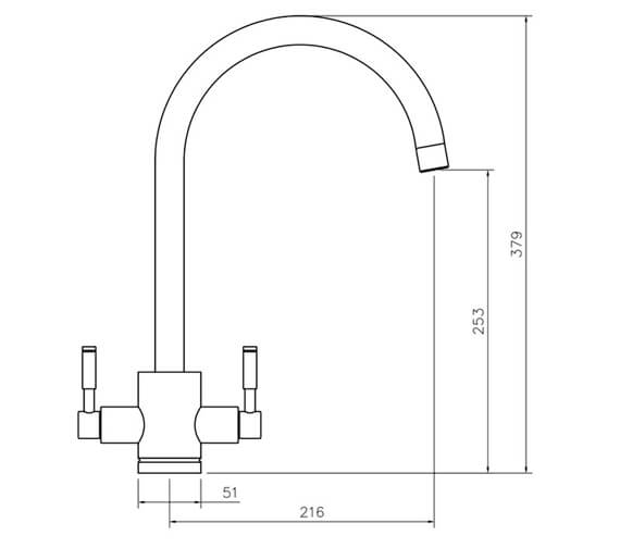 Rangemaster Aquatrend 1 Monobloc Dual Lever Kitchen Sink Mixer Tap
