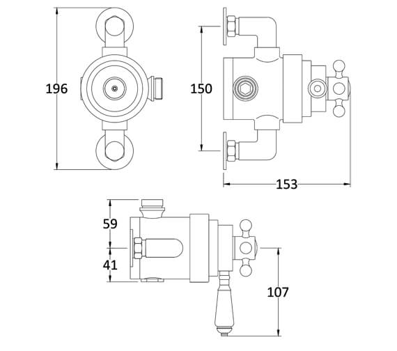Nuie Victorian Chrome Thermostatic Exposed Shower Valve - A3091E