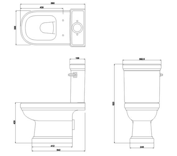 Burlington Riviera White Open Back Close Coupled WC With Cistern And Seat
