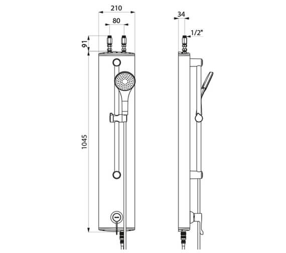 Delabie Securitherm Wall Mounted Aluminium Shower Panel - H963615
