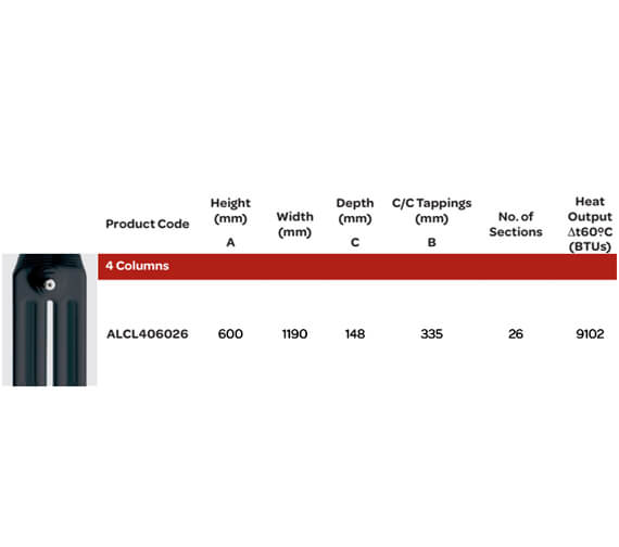 Kartell K-Rad Laser Klassic 4 Column Horizontal Anthracite Radiator ...