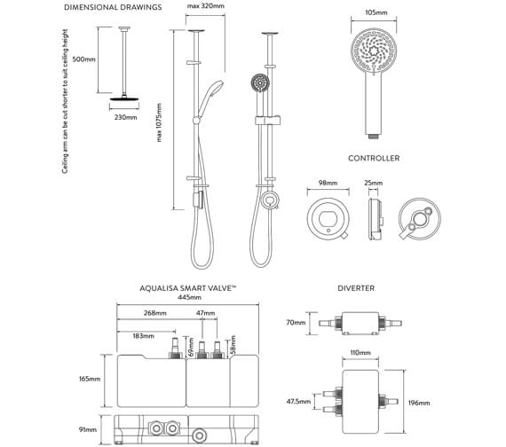 Aqualisa Quartz Chrome Touch Exposed Smart Digital Valve With Shower Kit