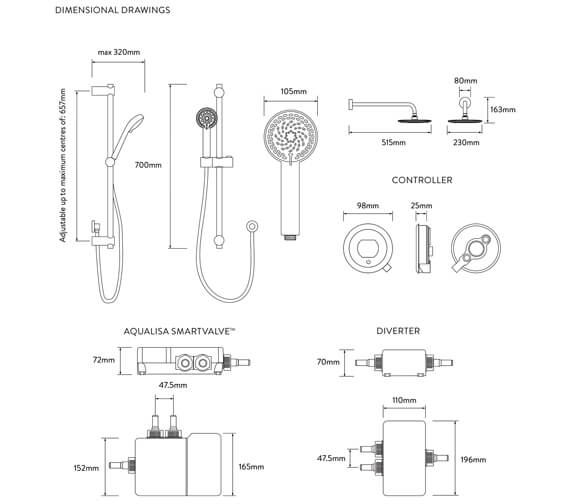 Aqualisa Quartz Chrome Touch Concealed Smart Digital Shower Valve With Kit