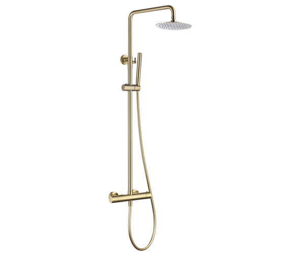 Aqua Edition Sphere Round Brushed Brass Thermostatic Shower Column ...