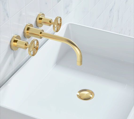 Hudson Reed Revolution Industrial 3 Hole Wall Mounted Basin Mixer Tap ...