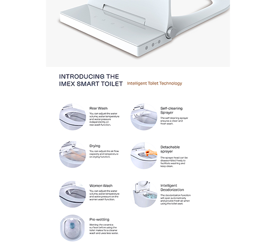 IMEX Essence Wall Hung Rimless Smart WC Pan | CH10166ZR