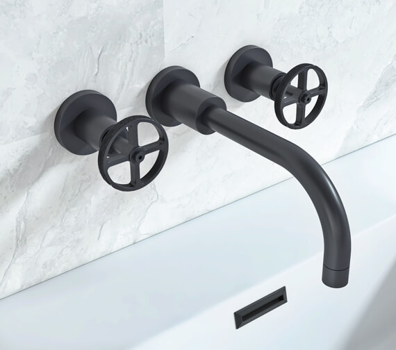 Hudson Reed Revolution Industrial 3 Hole Wall Mounted Basin Mixer Tap ...