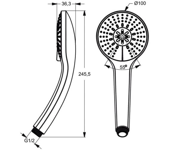 Ideal Standard Idealrain Chrome M1 100mm Handspray - B9402AA
