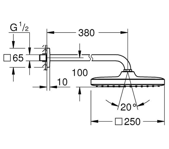 Grohe Tempesta 250mm Chrome Shower Head - 26663000