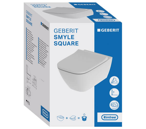 Geberit Smyle Square Grab And Go 350 x 540mm Wall Hung WC Rim-Free And ...