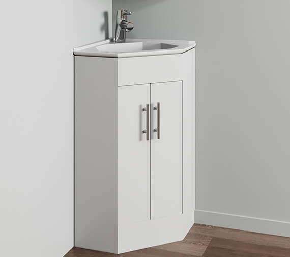 Nuie Mayford Double Door Corner White Cabinet And Basin - NVC180A