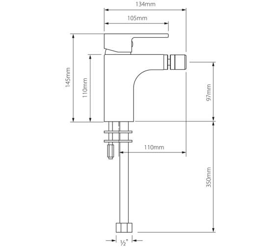 Vado Phase Chrome Mono Bidet Mixer Tap With Pop-Up Waste