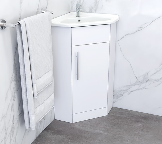 Kartell K-Vit Encore Single Door White Corner Vanity Unit With Basin